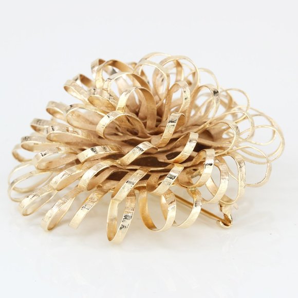 Jewelry | 14k Yellow Gold Ribbon Flower Pin Brooch | Poshmark